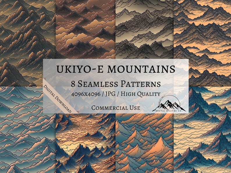 Mountain Digital Paper Seamless Pattern Printable Wallpaper Scrapbook ...