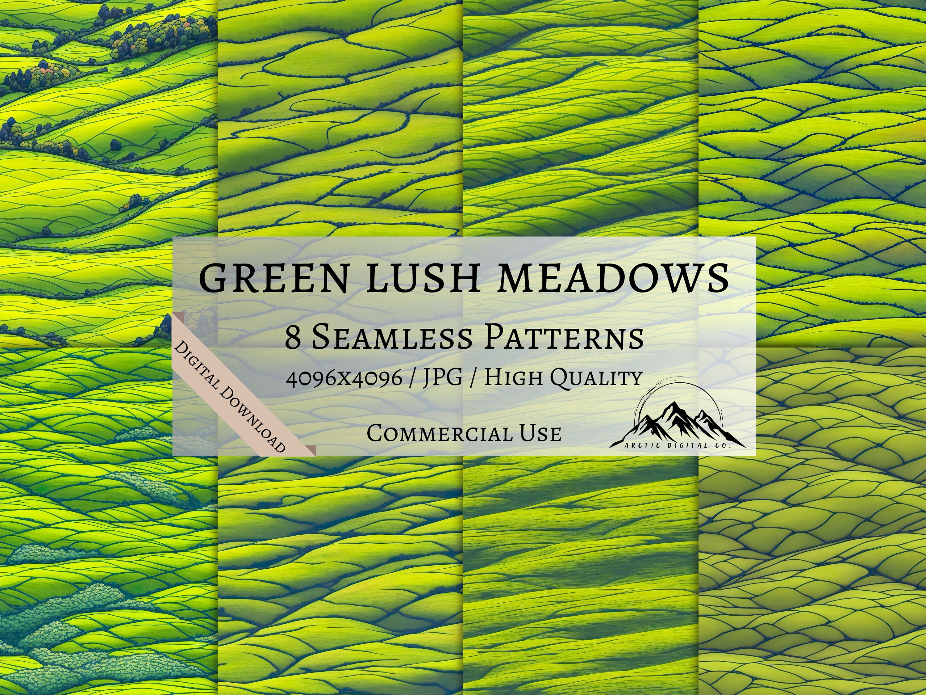 Printable Digital Paper Grass Meadow Seamless Pattern Printable ...