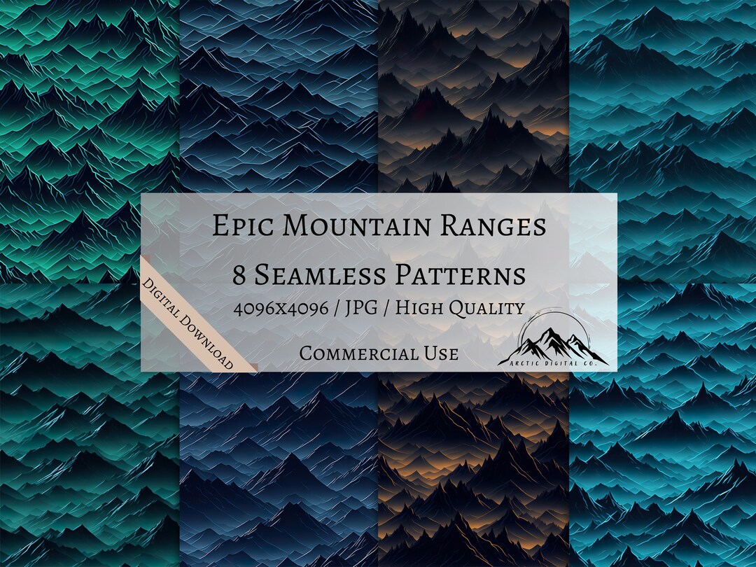 Printable Digital Paper Mountain Range Seamless Pattern Printable ...