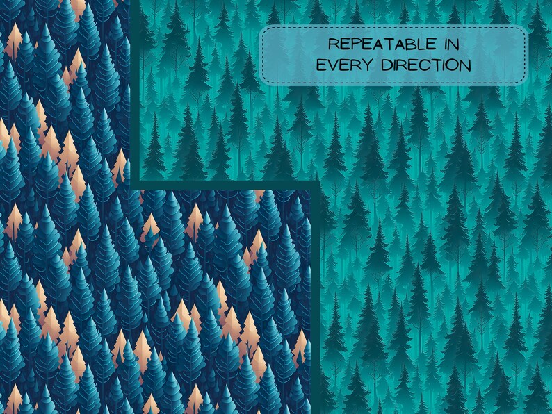 Forest Digital Paper Seamless Pattern Printable Pine Forest Wallpaper ...