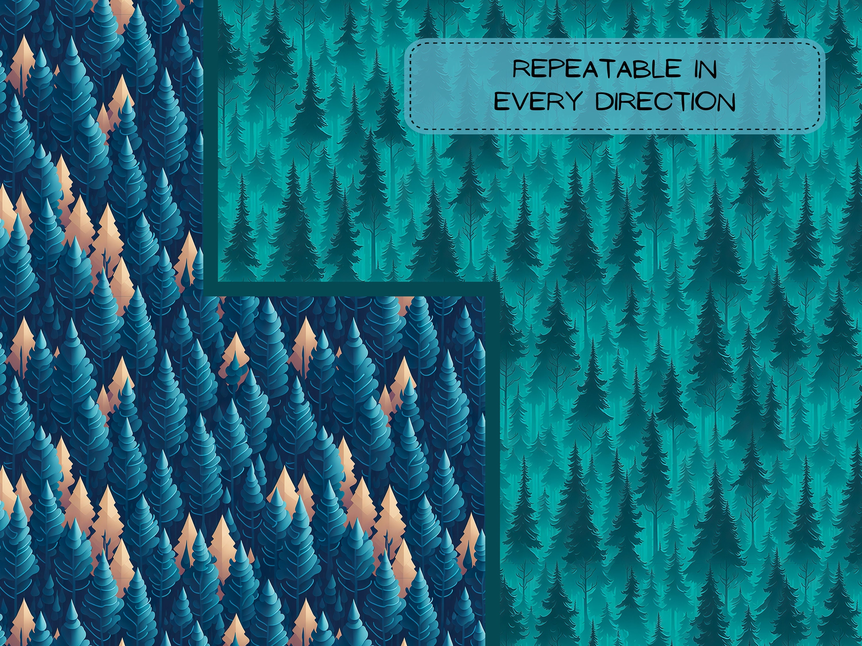 Forest Digital Paper Seamless Pattern Printable Pine Forest Wallpaper ...