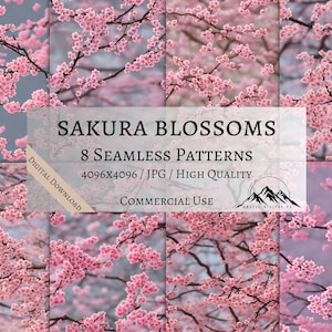 Printable Digital Paper Sakura Blossom Seamless Pattern Printable ...