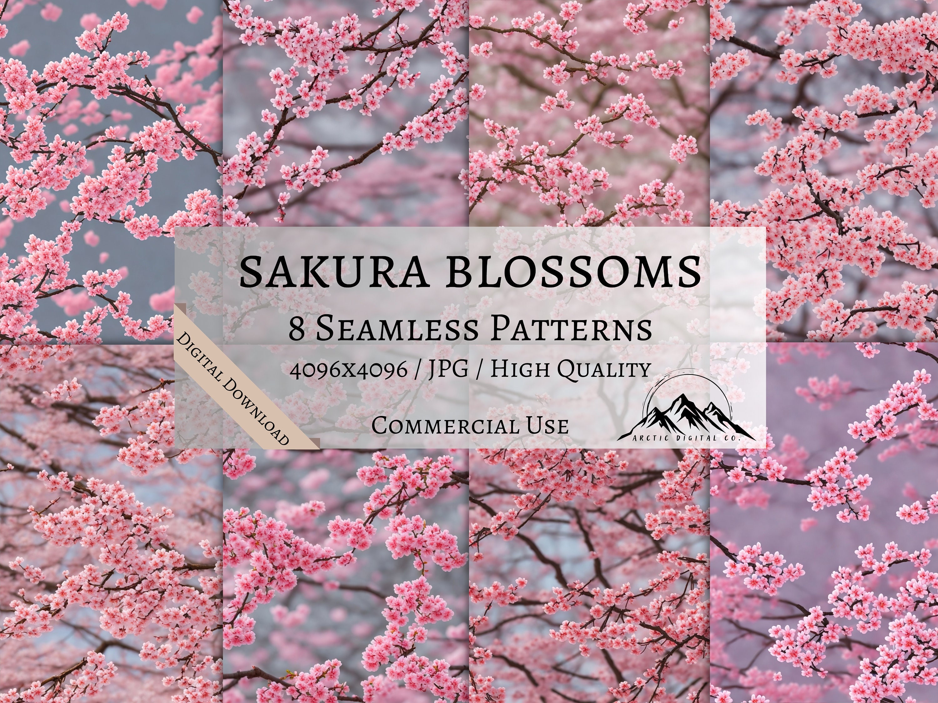 Printable Digital Paper Sakura Blossom Seamless Pattern Printable ...