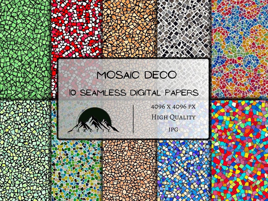 Mosaic Seamless Paper Digital Mosaic Art Seamless Pattern Printable ...