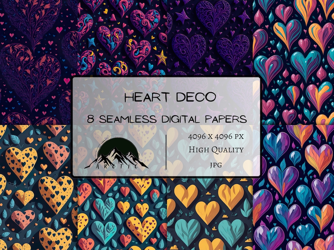 Digital Paper Heart Pattern Seamless Pattern Printable Wallpaper ...
