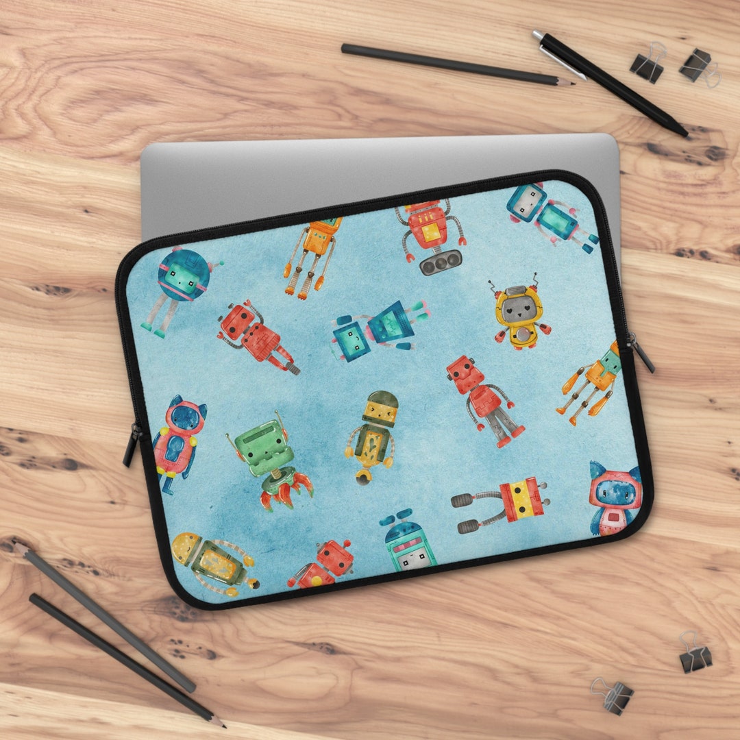 Kids School Robots MacBook Sleeve, Laptop Case Cute Robots Laptop Cover ...