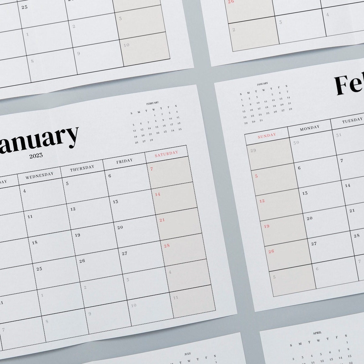 2023 Wall Calendar, Printable Large Wall Calendar, Giant Wall Calendar ...