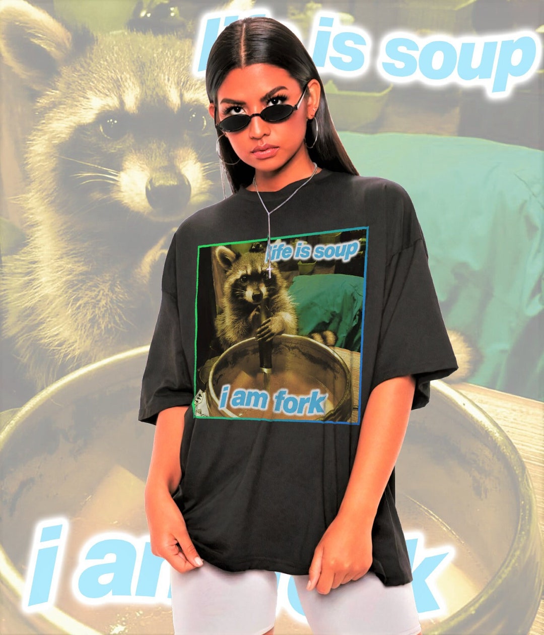 Das Leben ist Suppe Ich bin Gabel Waschbär Meme Shirt - Etsy.de