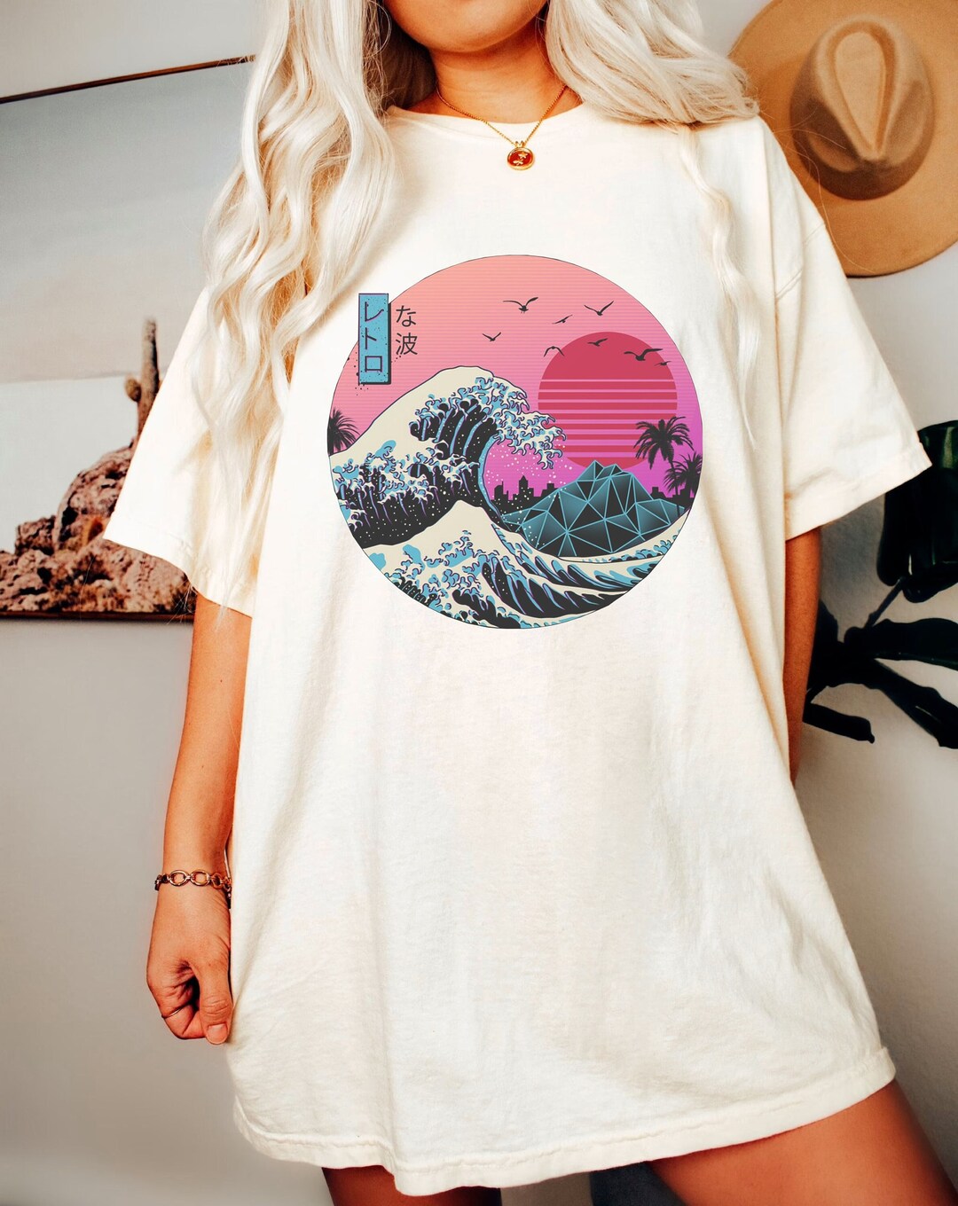 Retrowave Great Wave off Kanagawa Shirt-kawaii Shirt,aesthetic Shirt ...