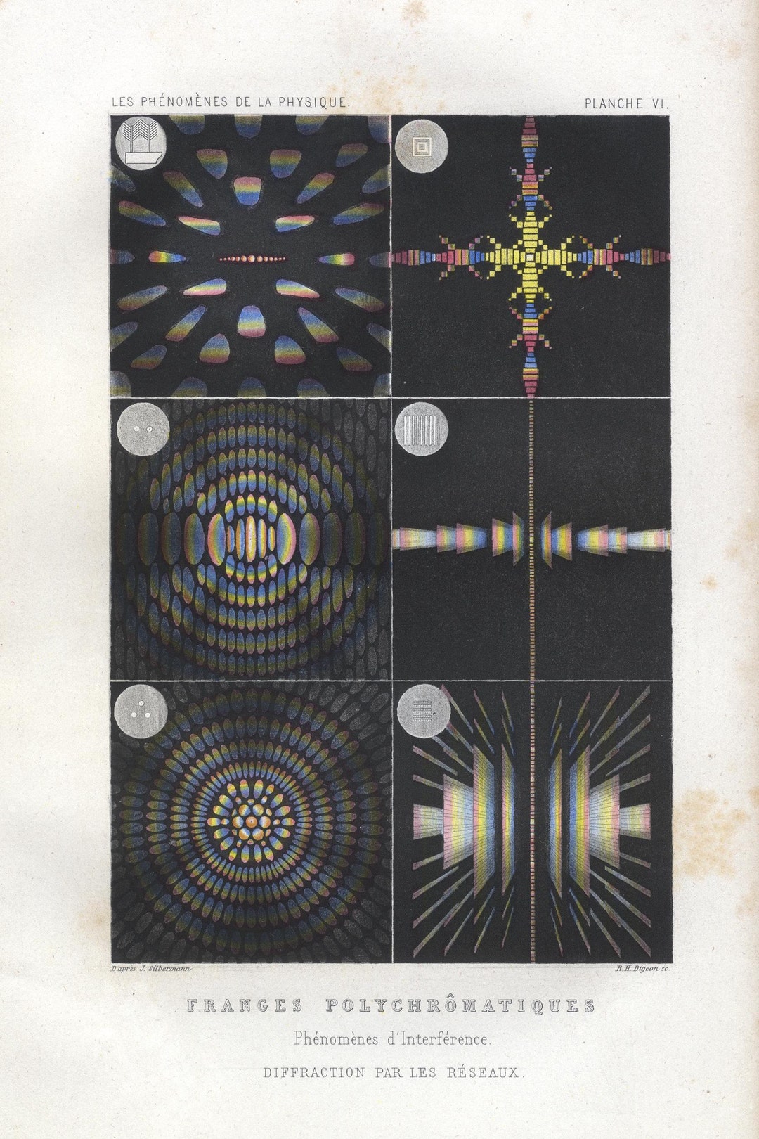 Polychromatic Interference Patterns: Antique Colored Lithograph - 1868 ...