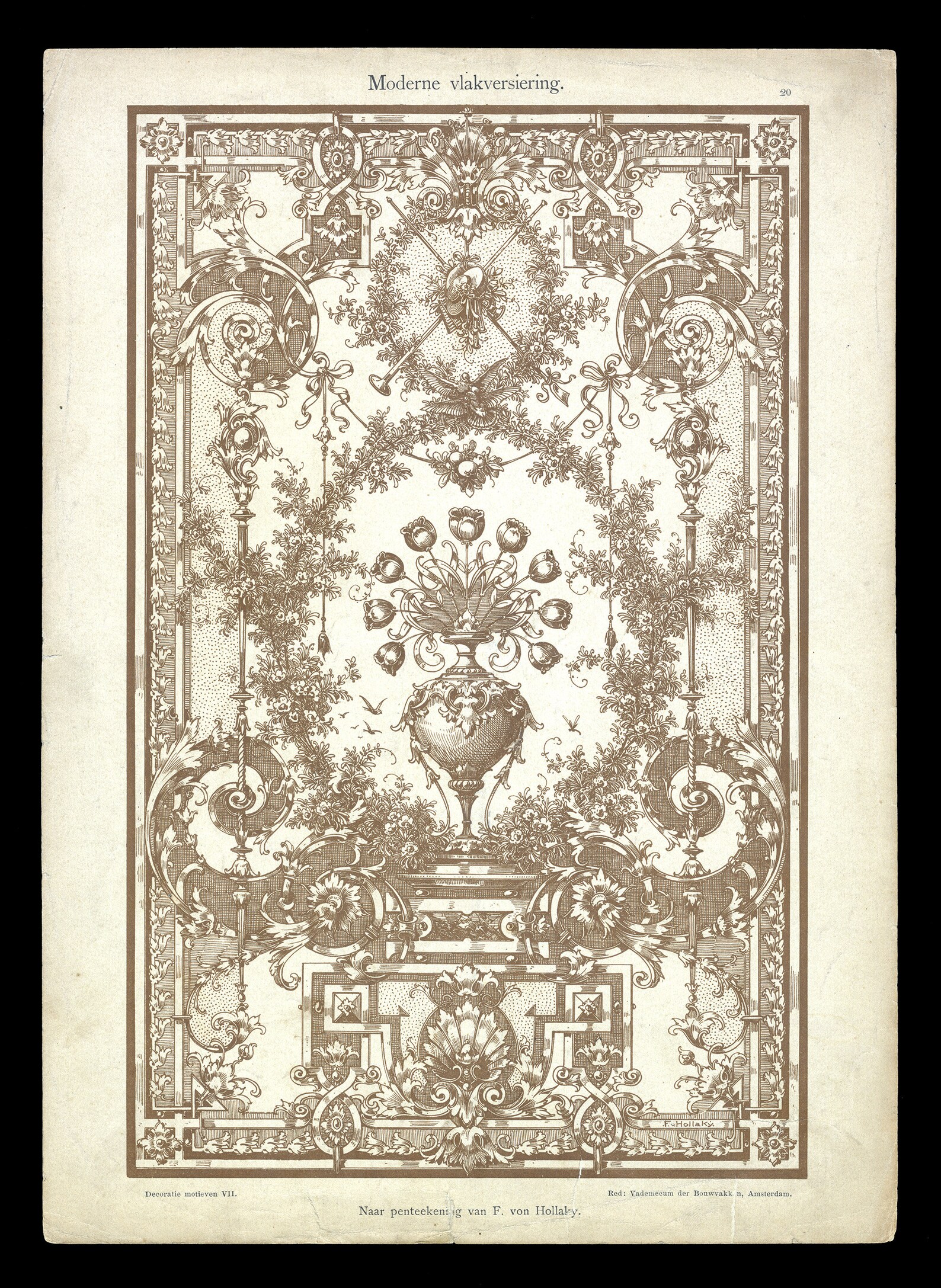 Antique Architectural Design Print Dutch Trade Magazine Ornamental ...