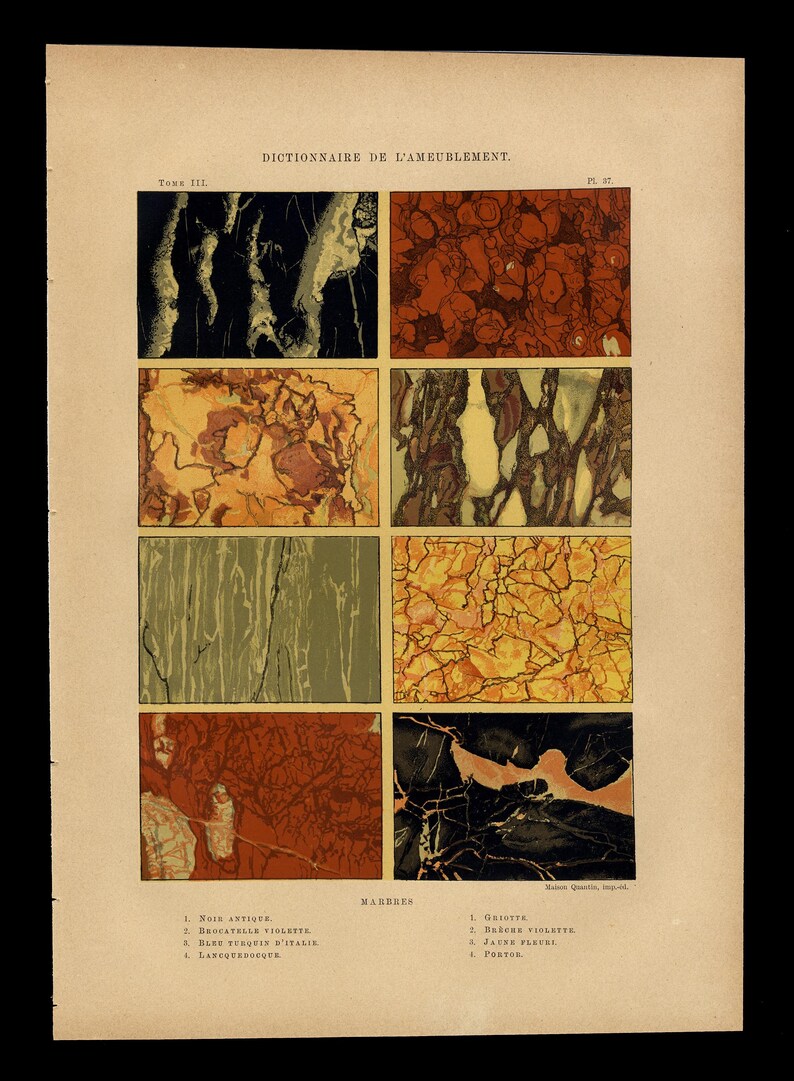 19th Century Marble Lithograph | Antique Decorative Marble Techniques ...