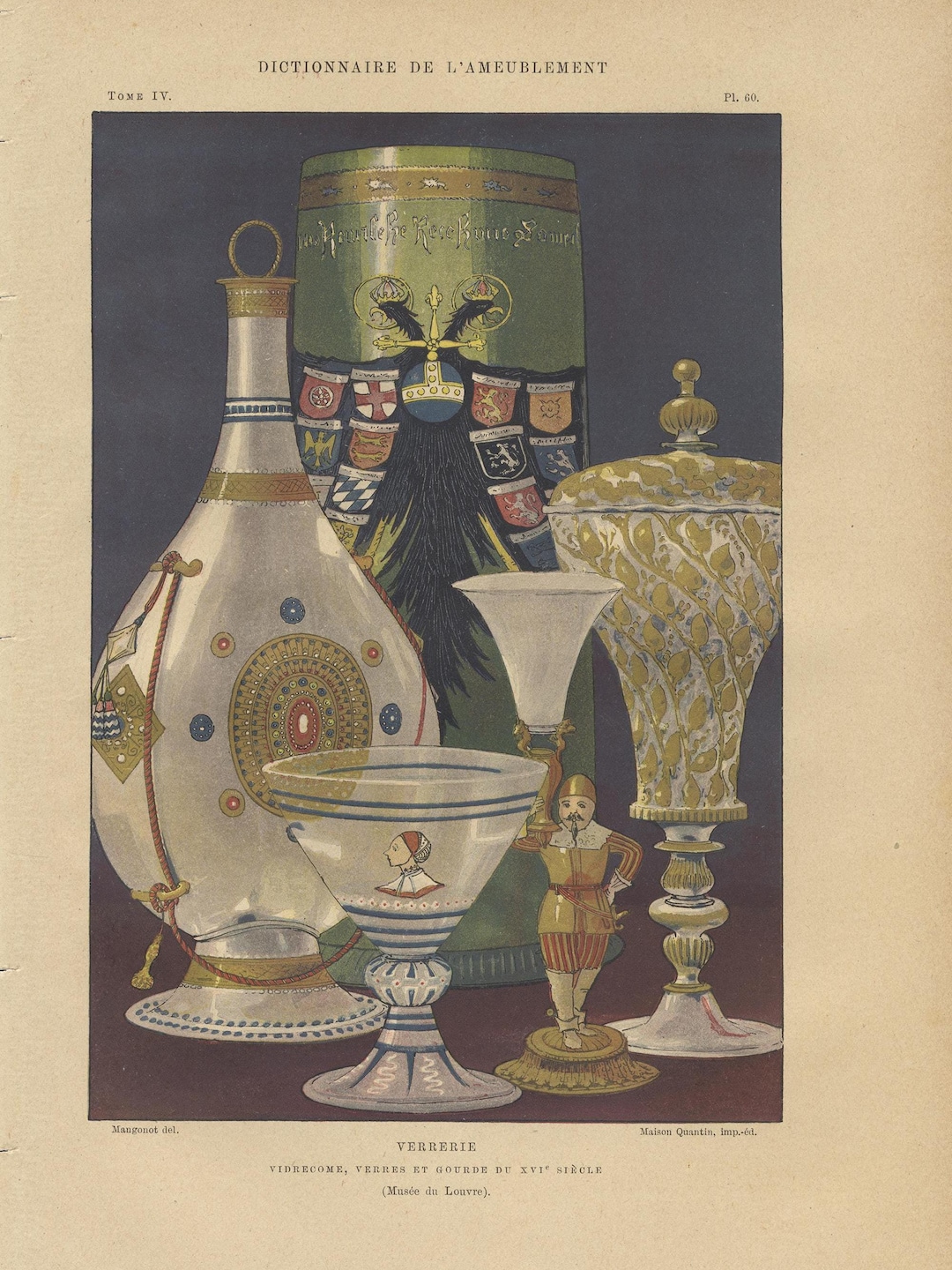 1887 French Lithograph | 17th Century Glassware and Goblets | Musée Du ...