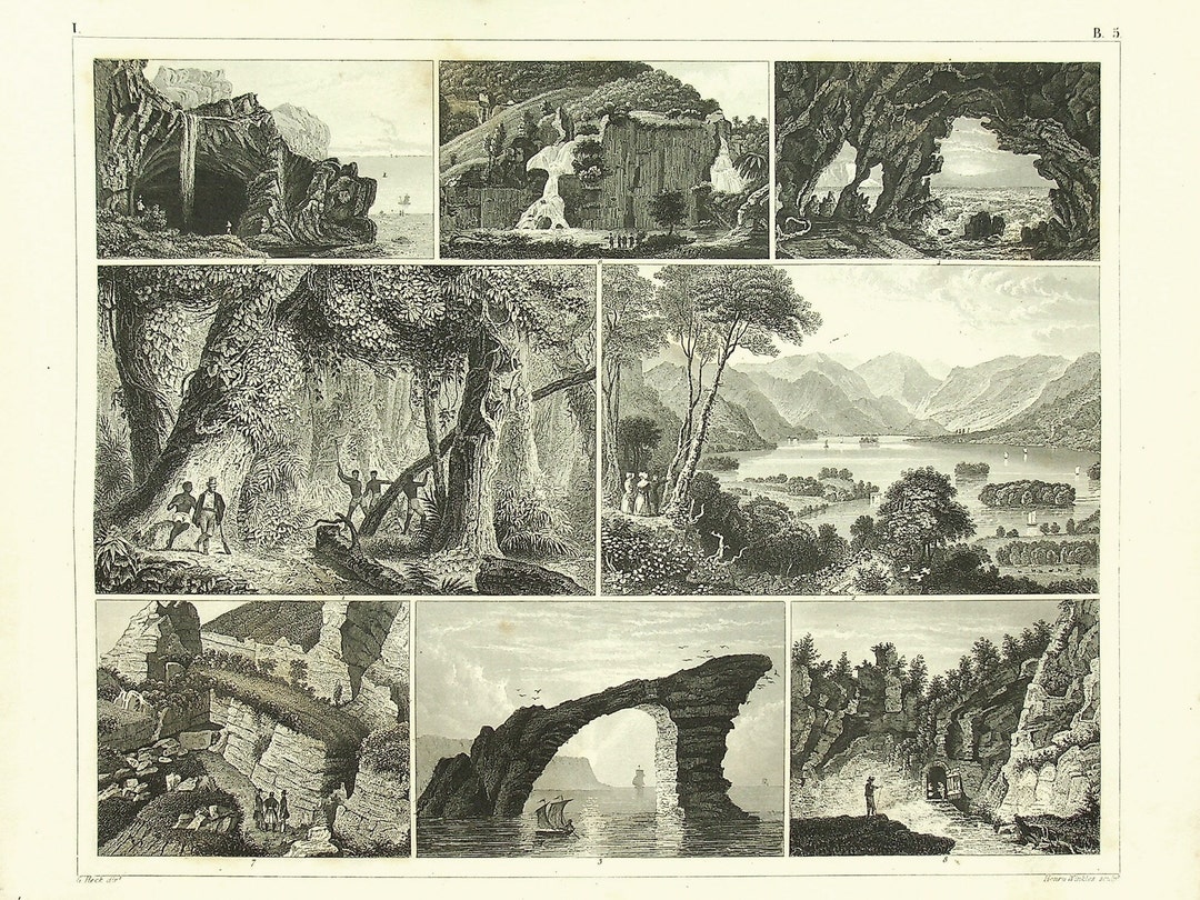 Antique 1849 Geological and Scenic Landscapes Engraving | Johann Georg ...