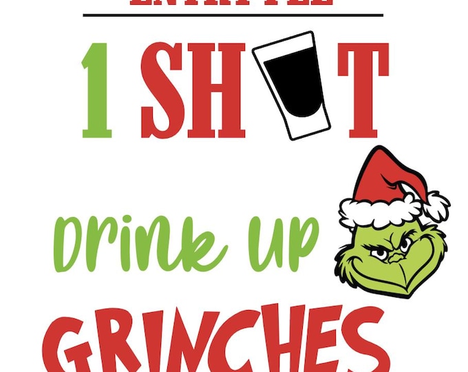Grinch Christmas Bar Sign – Funny Party Entry Fee (downloadable PDF) - Etsy