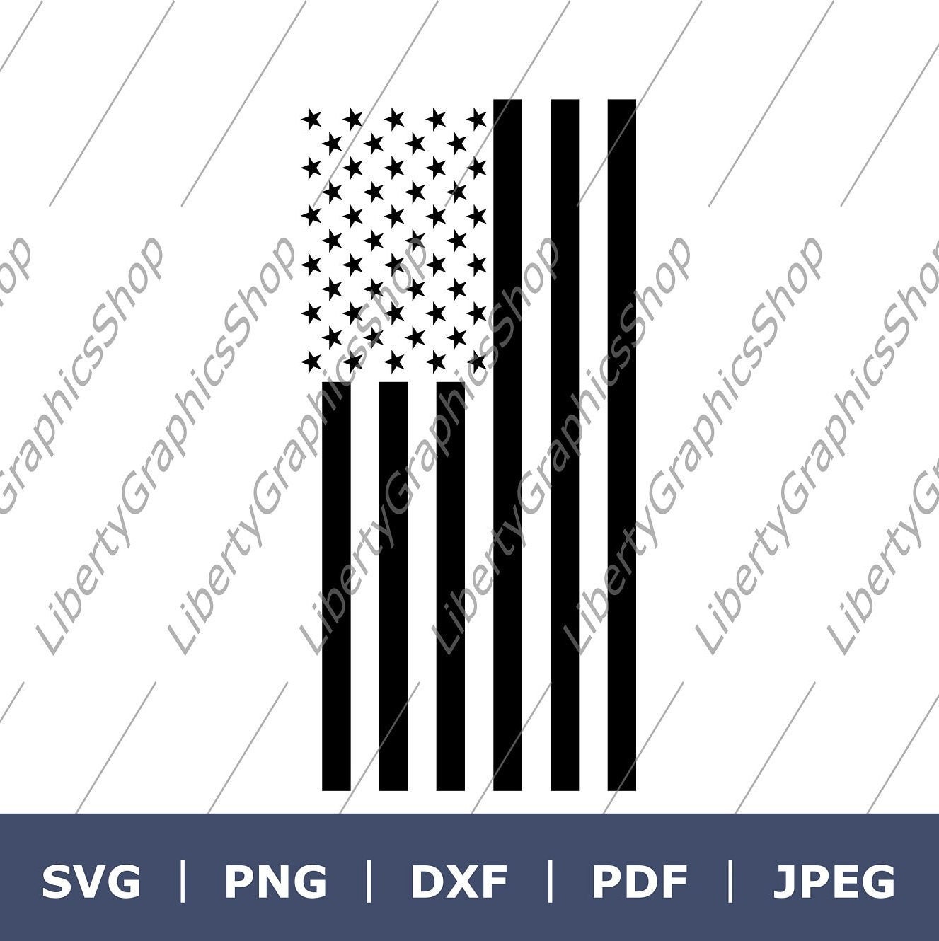 Vertical American Flag SVG Digital Download | Vertical US Flag Cut File ...
