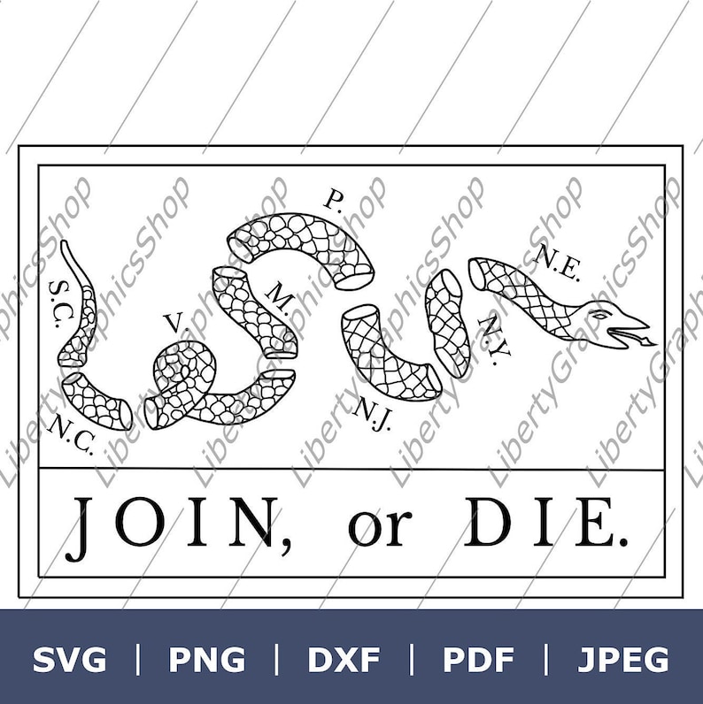 Join, or Die Flag SVG Digital Download | Join, or Die Political Cartoon ...