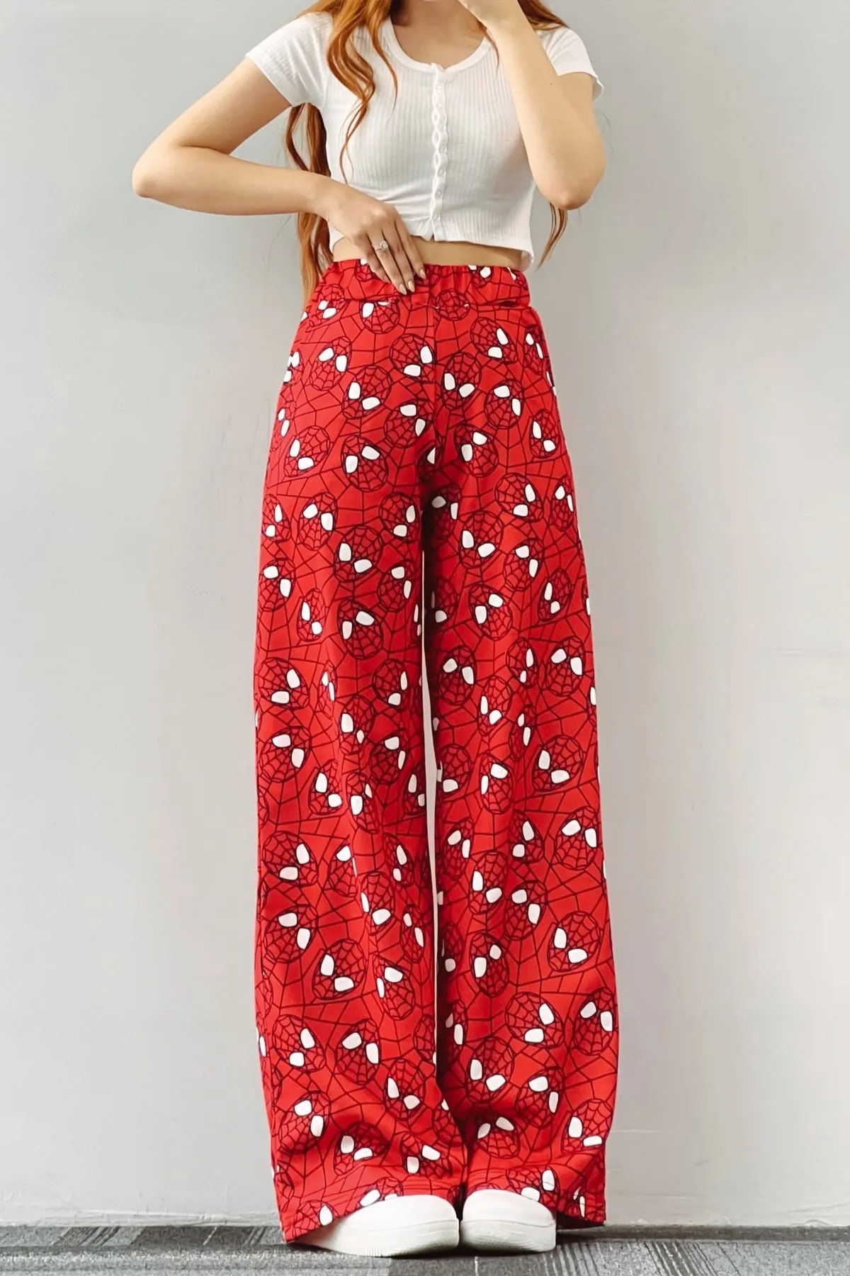 SUMMER EXPRESS Cute Pink Hello Kitty Cat Oversized Wide Leg Sweatpants ...