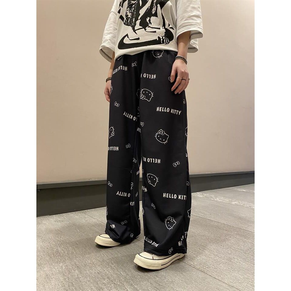 SUMMER EXPRESS Cute Pink Hello Kitty Cat Oversized Wide Leg Sweatpants ...