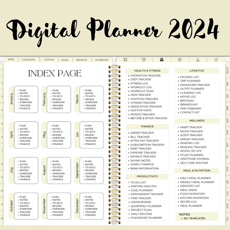 Futuristic Vibes 2024 Digital Planner, Minimalist Digital Planner, iPad ...
