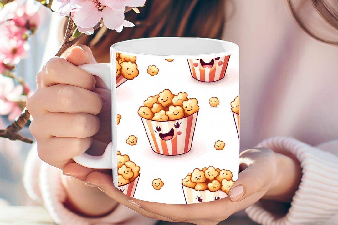 Personalized Kawaii Popcorn Mug, Popcorn Coffee Mug, Popcorn Lover Gift ...
