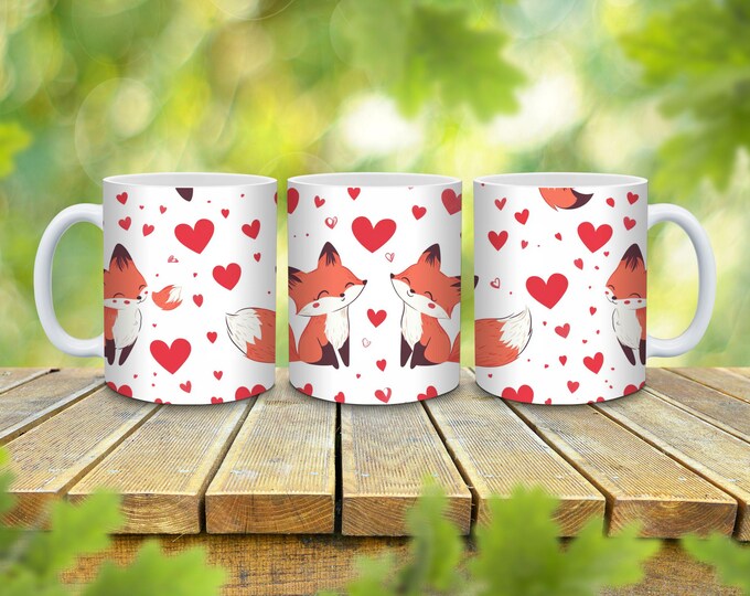 Personalized Cute Chibi Fox Cup, Sleeping Fox, Valentines Day Gift ...