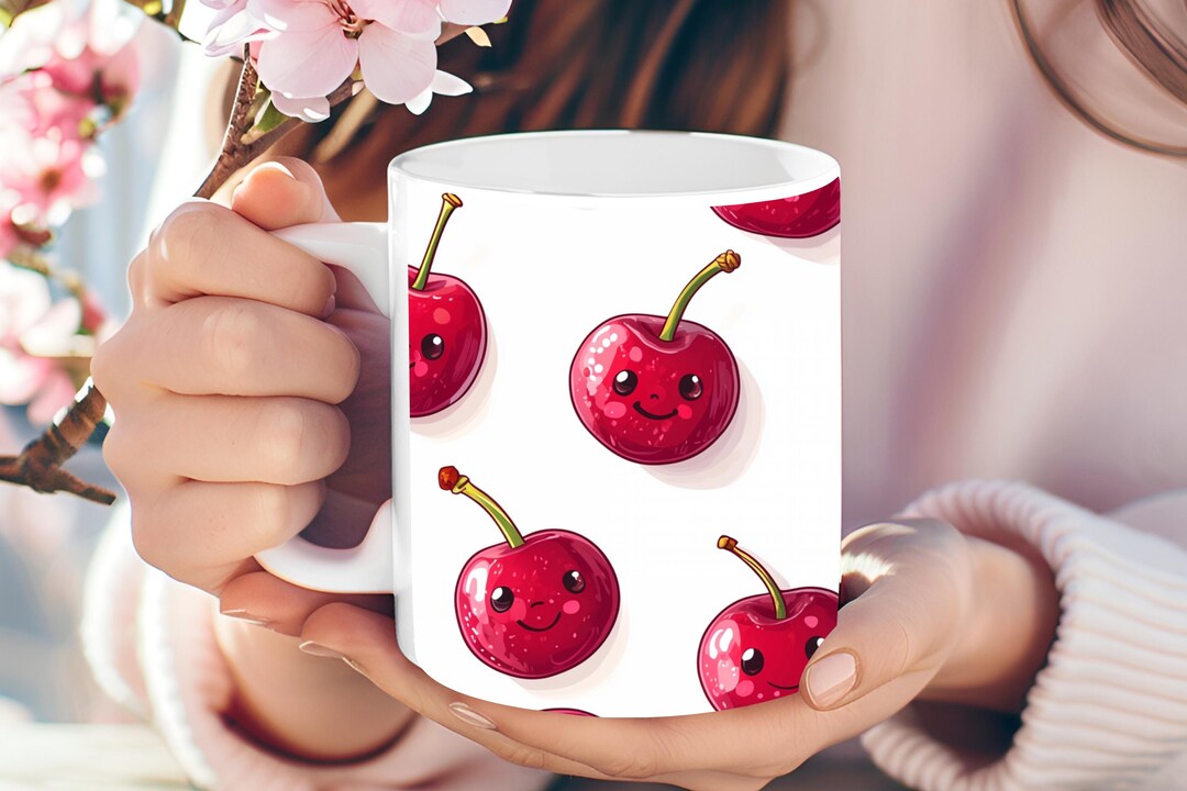 Personalized Kawaii Cherry Mug, Cherry Coffee Mug, Cherry Lover Gift ...