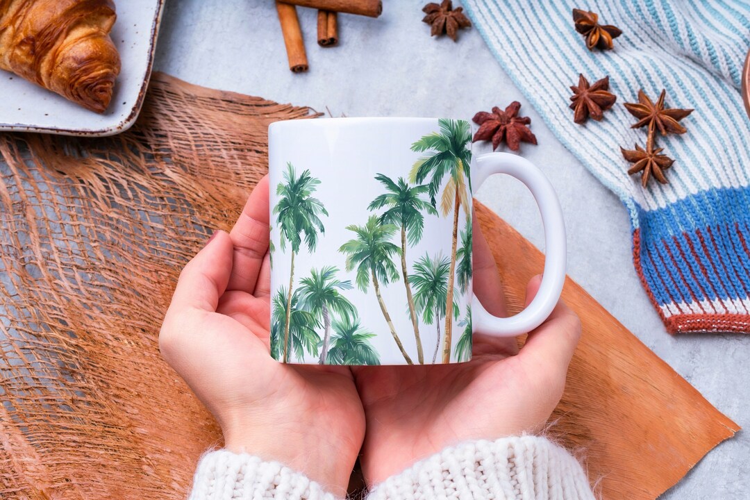 Personalized Palm Tree Ceramic Mug: Tropical Island Gift - Etsy