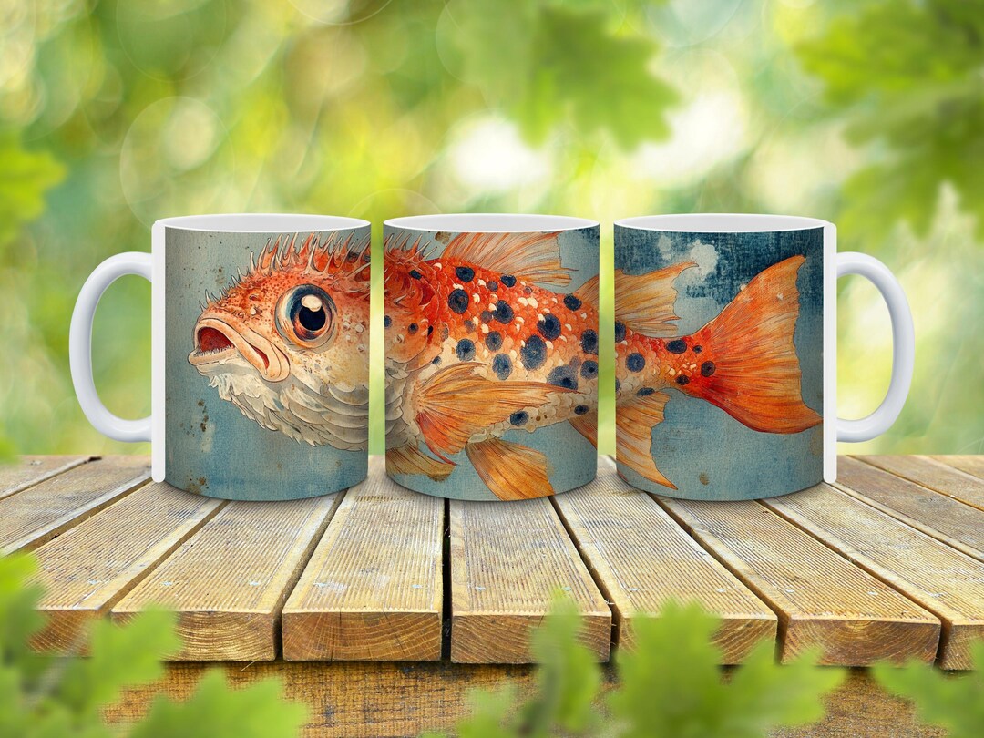 Personalized Japanese Puffer Fish Mug, Fish Coffee Mug, Fish Lover Gift ...