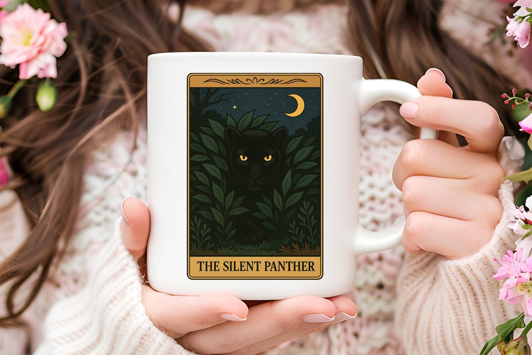 Silent Panther Tarot Card Mug, Halloween Gift - Etsy