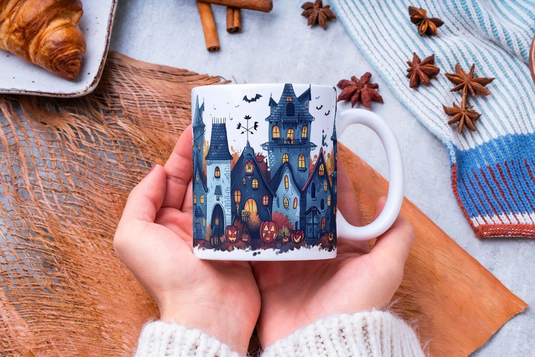 Personalized Haunted House Coffee Mug, Spooky Halloween Gift - Etsy