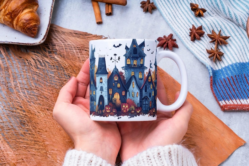 Personalized Haunted House Coffee Mug, Spooky Halloween Gift - Etsy