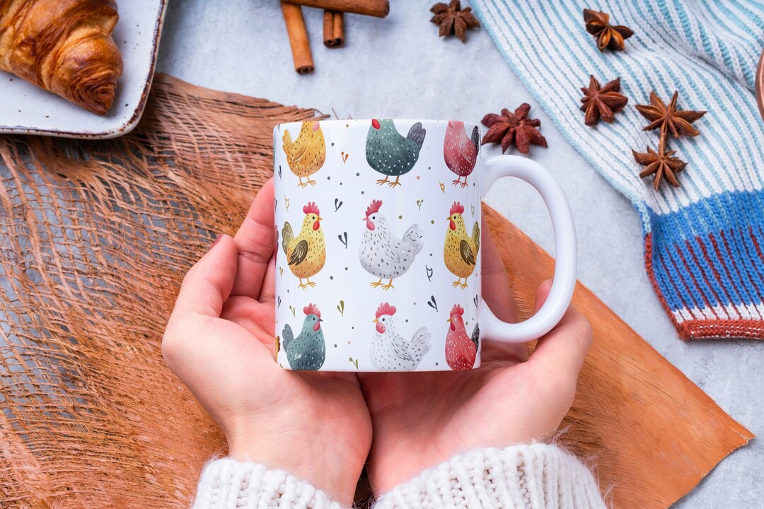 Personalized Chicken Mug: Farmhouse Coffee Cup, Chicken Lover Gift - Etsy