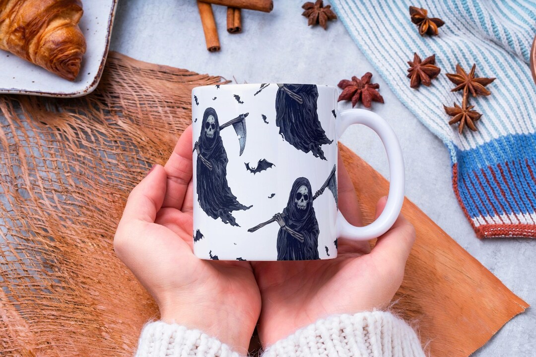 Personalized Grim Reaper Mug, Grim Reaper Lover Mug, Grim Reaper Coffee ...