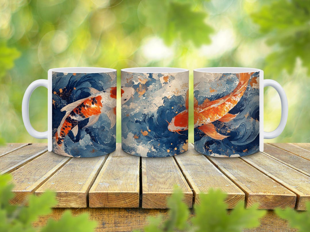 Personalized Japanese Koi Fish Coffee Mug, Asian Art Gift - Etsy