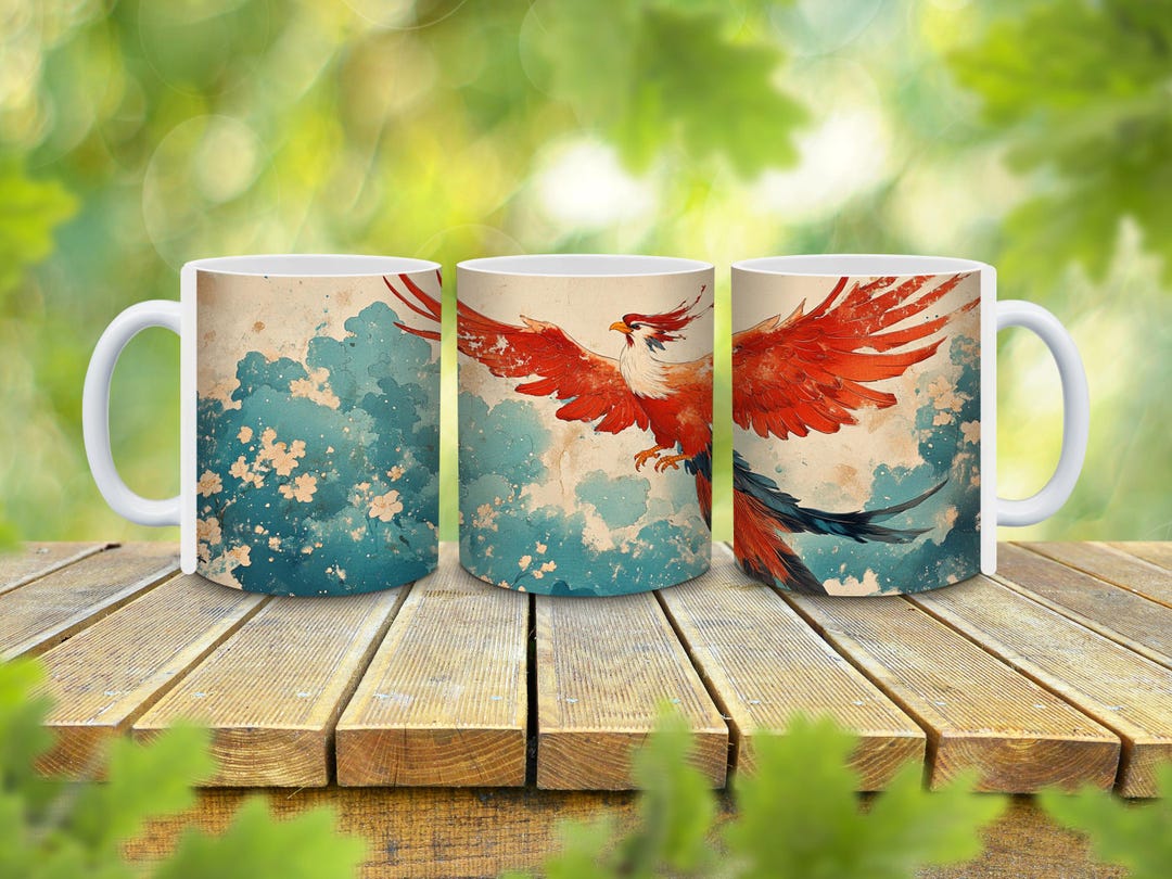 Personalized Japanese Phoenix Mug, Phoenix Coffee Mug, Phoenix Lover ...