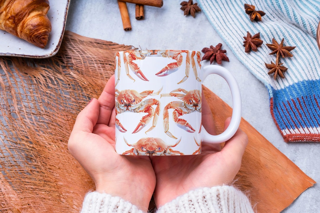 Personalized Crab Coffee Mug: Vivid Crustacean Design - Etsy