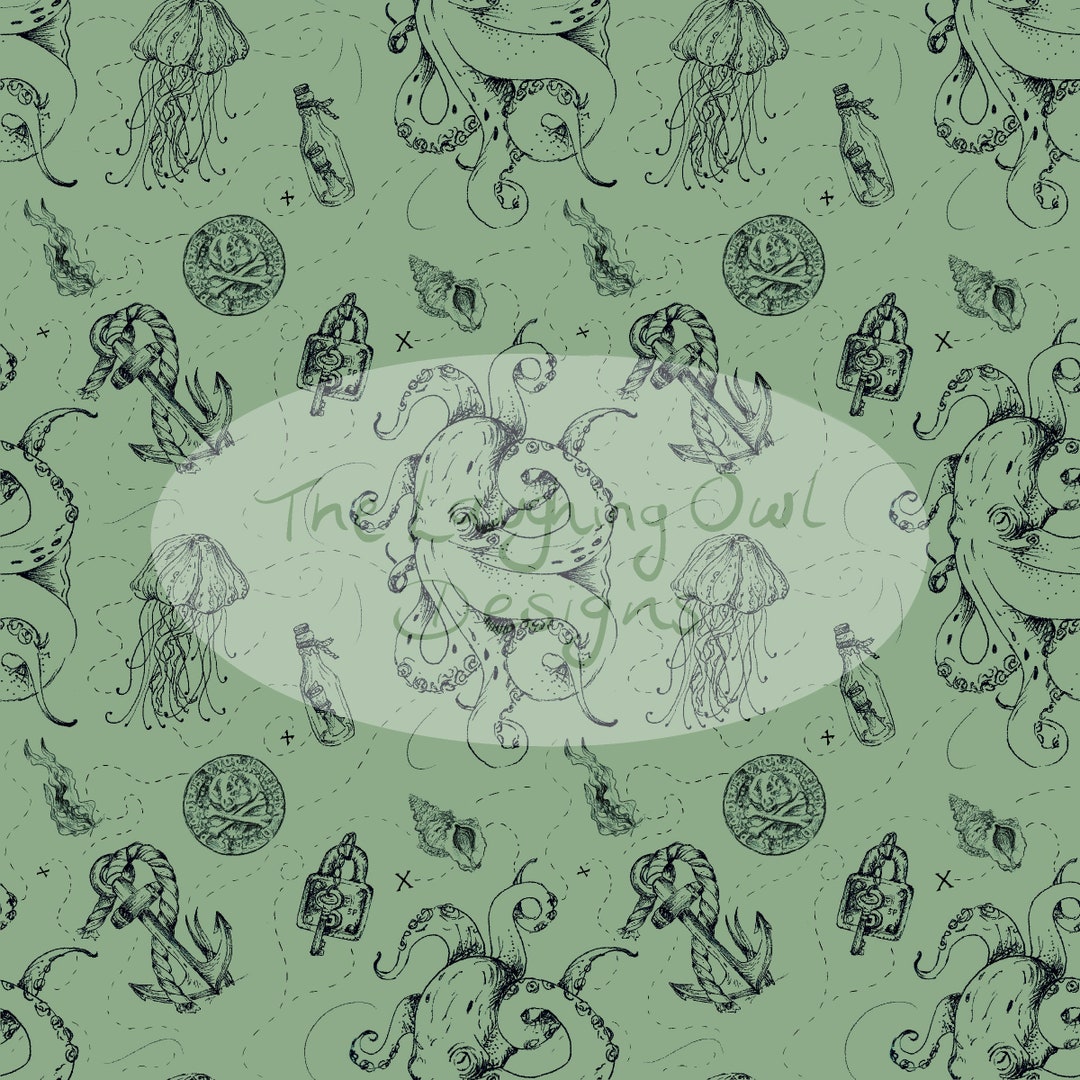 Treasures of the Sea / Repeat Pattern/ Sea Design/ Octopus Desig ...