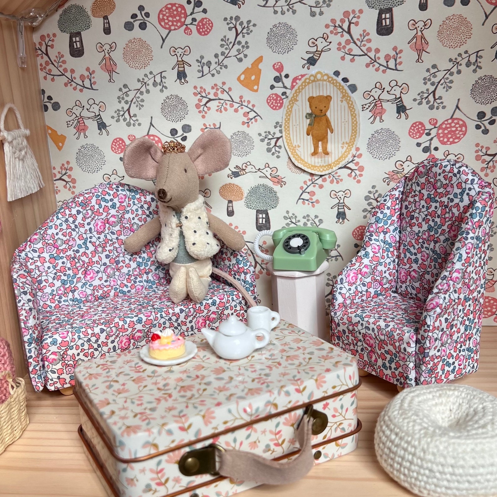 Dollhouse Sofa - Liberty Print Sofa - Maileg - Modern Miniature 1:12 ...