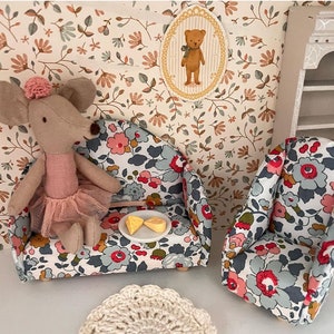 Dollhouse Sofa - Liberty Print Sofa - Maileg - Modern Miniature 1:12 ...