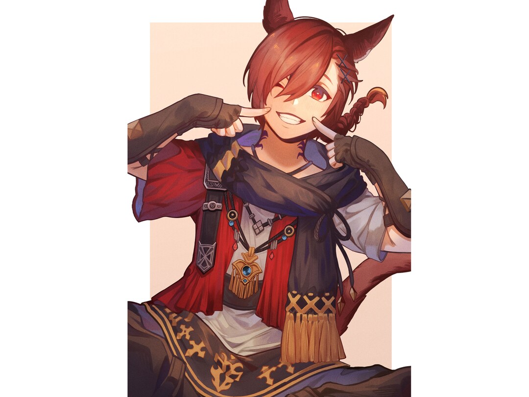 FFXIV SMILE! G'raha Tia Print - Etsy