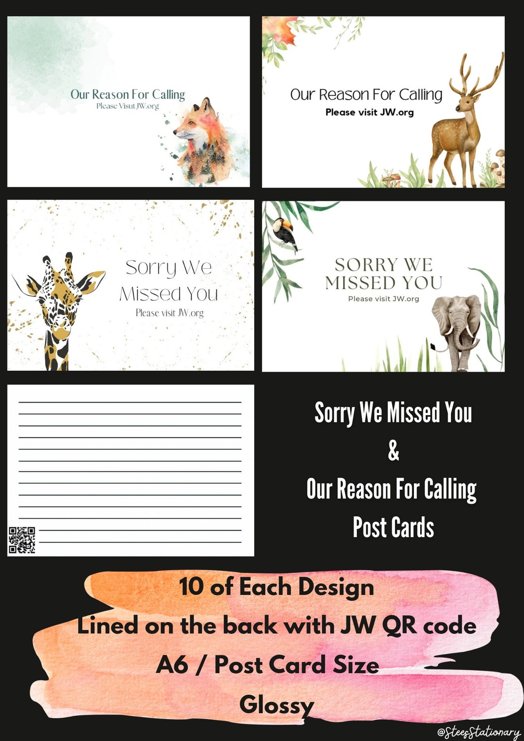 40 JW Animal Lined Postcards Letter Writing - Etsy