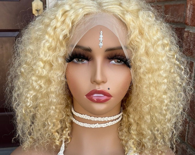 XXXL 42 Inch Wavy Curly Long Wig Lace Front Center Part Ice Platinum ...