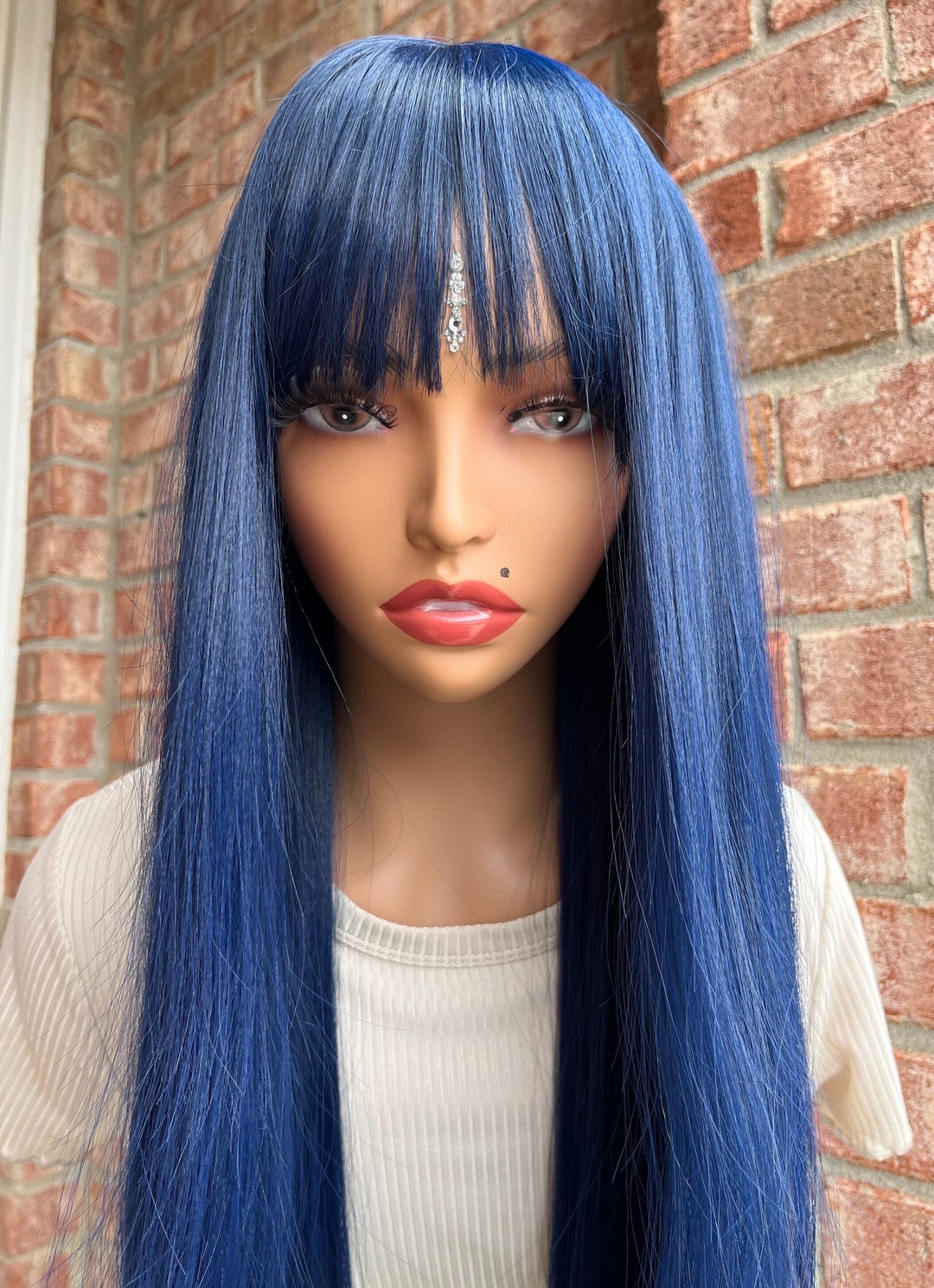 SYNTHETIC healing Wig, Name ENERGY, Wavy With Bangs, 26, Color indigo ...