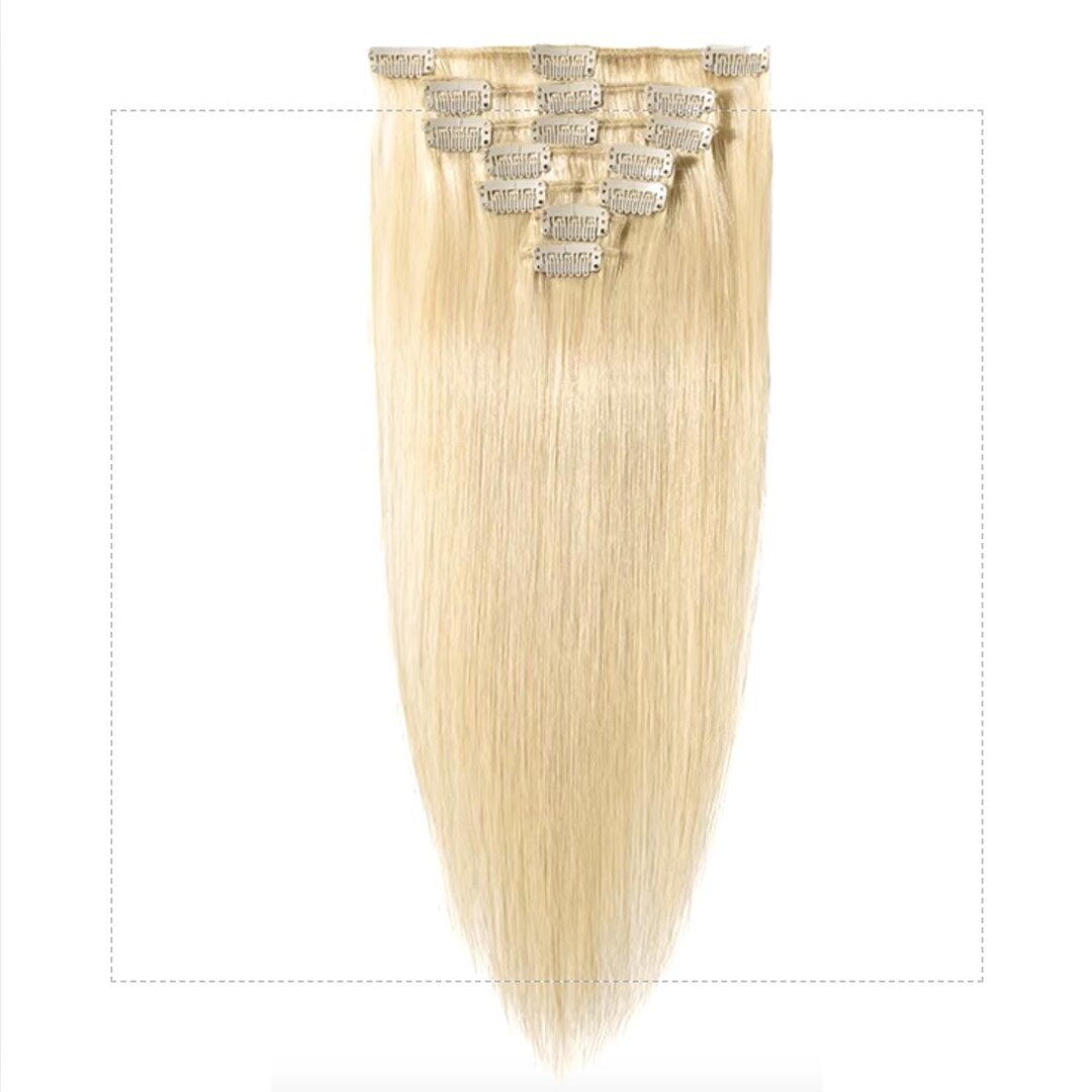 Blonde Straight Human Hair Clip Ins, 613 Blonde Straight Human Hair ...