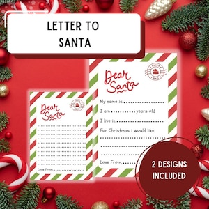 Letter to Santa // Printable Letter Dear Santa Christmas Wish List ...