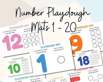 Number Playdough Mats 11-20 // Fine Motor Skills Play Doh Mat Gift for ...