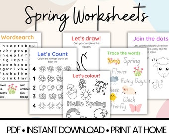 Spring Activity Worksheets, Pre-school Learning (digital Download) - Etsy