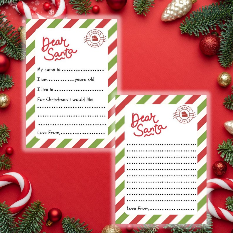 Letter to Santa // Printable Letter Dear Santa Christmas Wish List ...