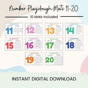 Number Playdough Mats 11-20: Fine Motor Skills Activity (digital ...